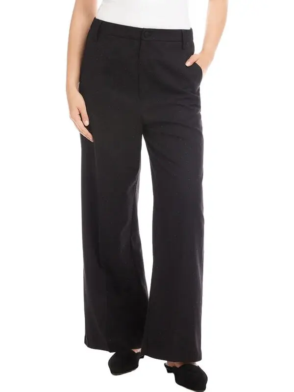 Karen Kane Embellished Wide Leg Trousers - Black