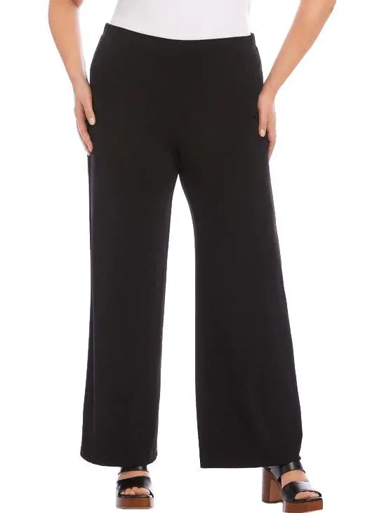 Karen Kane Travel Jersey Wide Leg Pants - Black