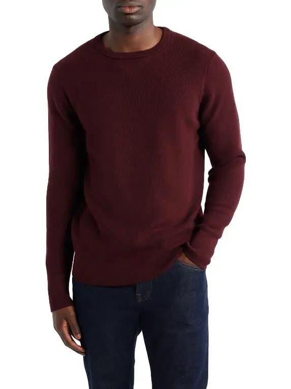 MERZ B. SCHWANEN Merino Ribbed Crewneck Sweater - Burgundy