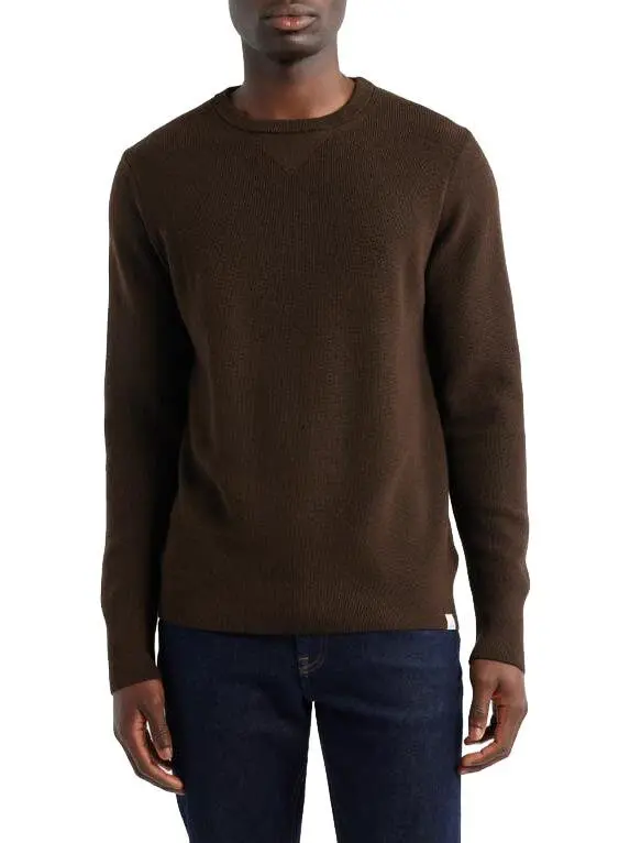 MERZ B. SCHWANEN Merino Ribbed Crewneck Sweater - Coffee