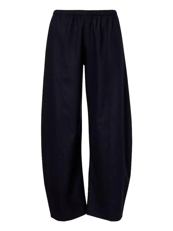 Khaite Clover Wool And Cashmere Barrel-leg Pants - Blue