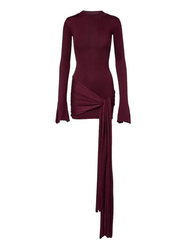 AYA MUSE Draped Silk-blend Jersey Minidress - Burgundy