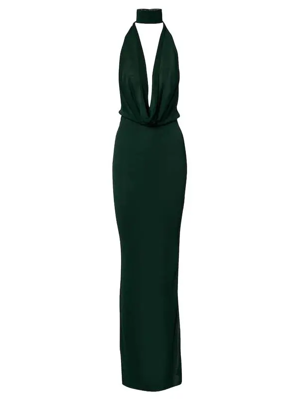 AYA MUSE Draped Jersey Gown - Green