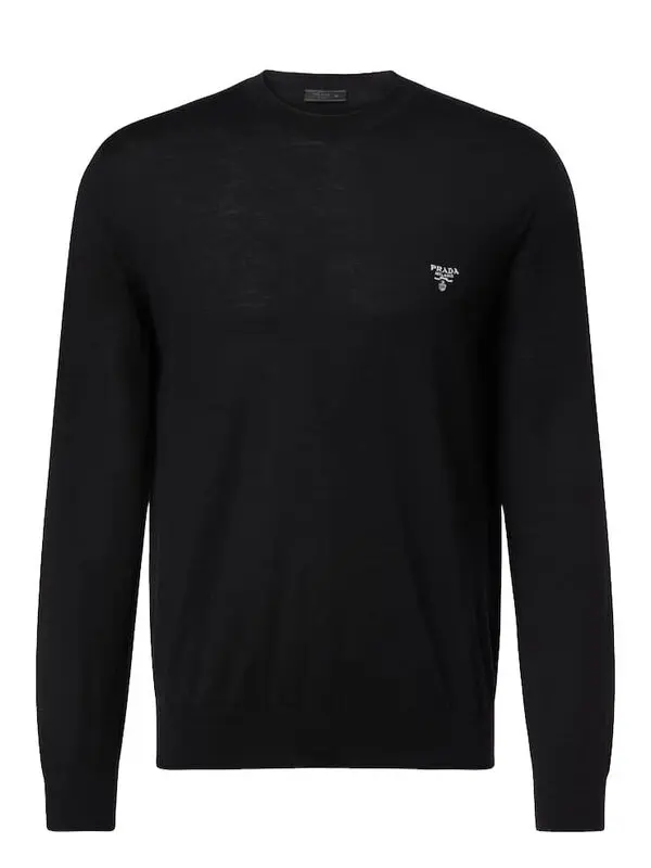 Prada Logo Virgin Wool Sweater - Black