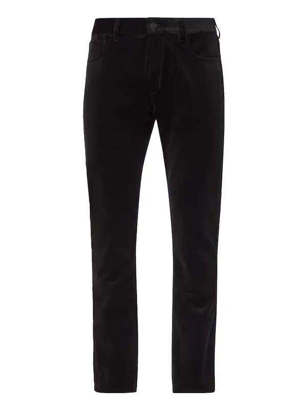 Ralph Lauren Mid-rise Cotton Velvet Slim Pants - Black