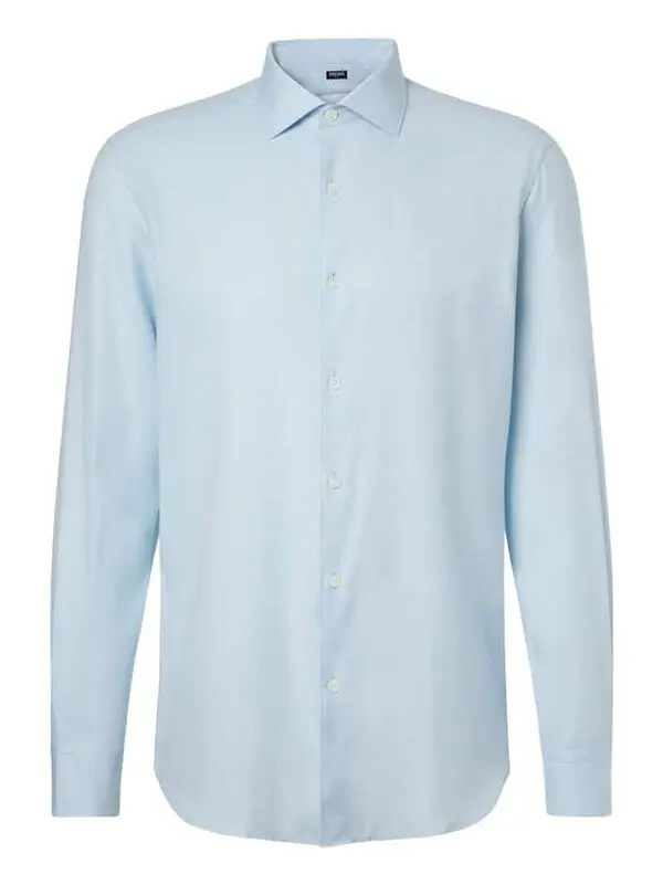 Zegna Cotton And Cashmere Shirt - Blue