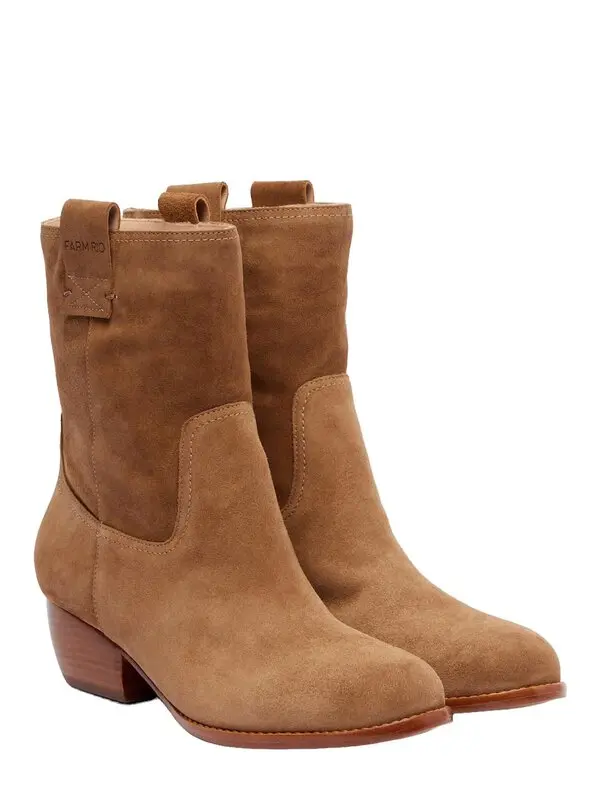 Farm Rio Suede Ankle Boots - Brown