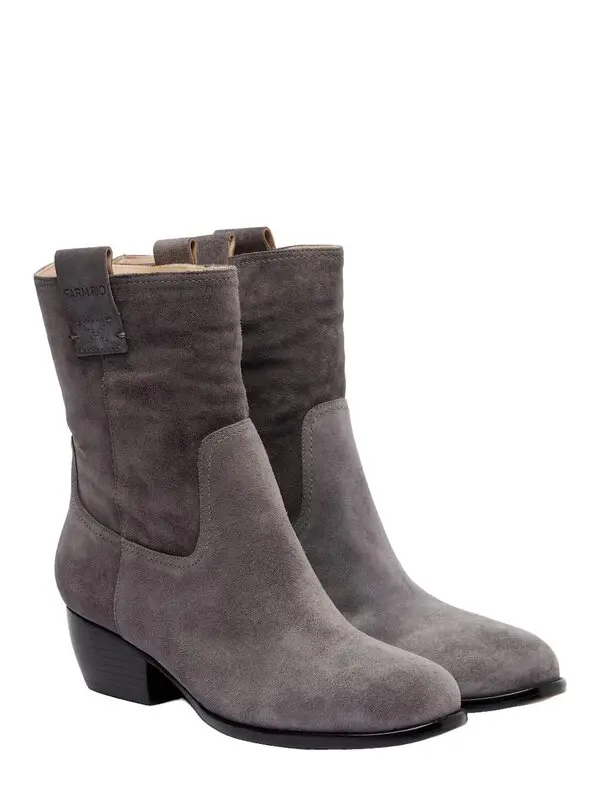 Farm Rio Suede Ankle Boots - Grey