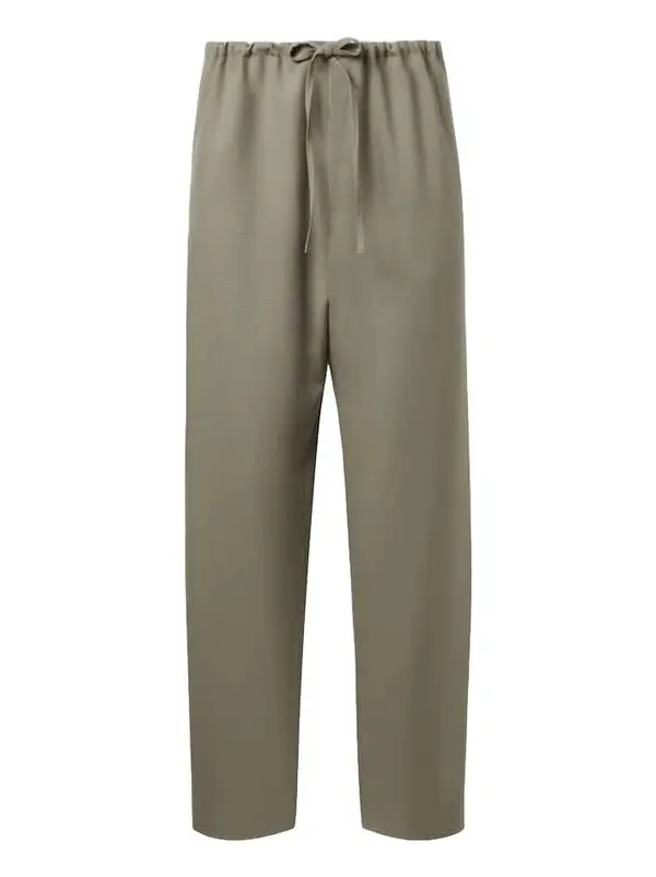Calvin Klein Benjamin Wool Straight Trousers - Green