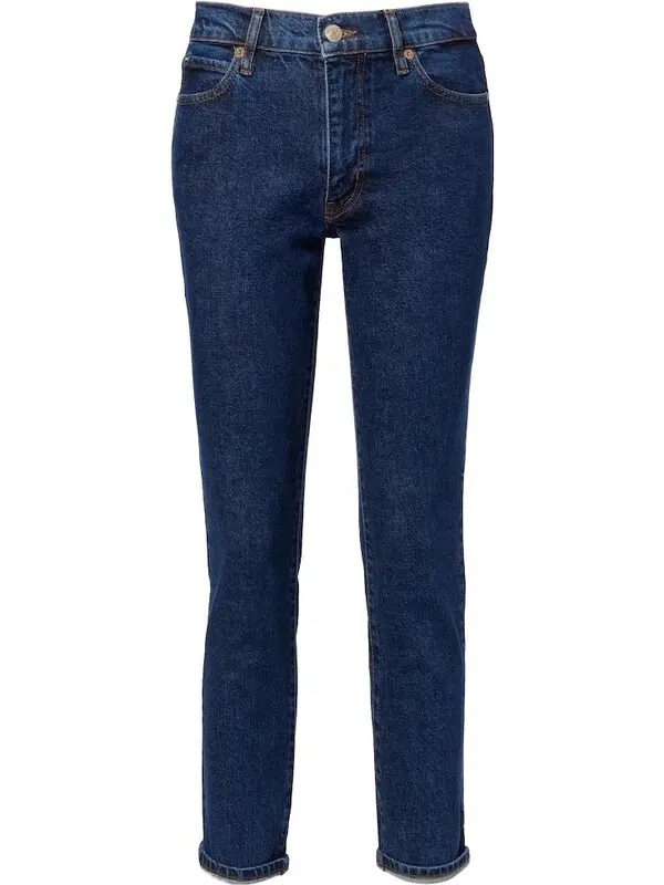 FRAME Borrowed Cropped Straight Jeans - Blue