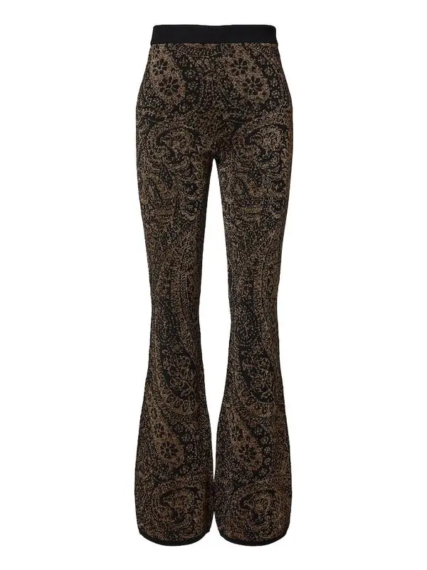 Etro Paisley Wool-blend Lamé Flared Pants - Black