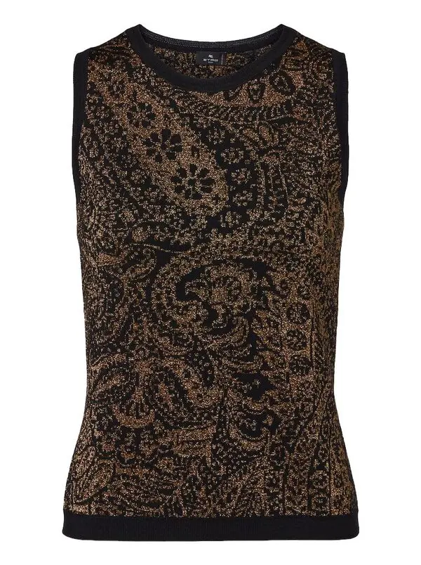 Etro Paisley Wool-blend Lamé Tank Top - Black