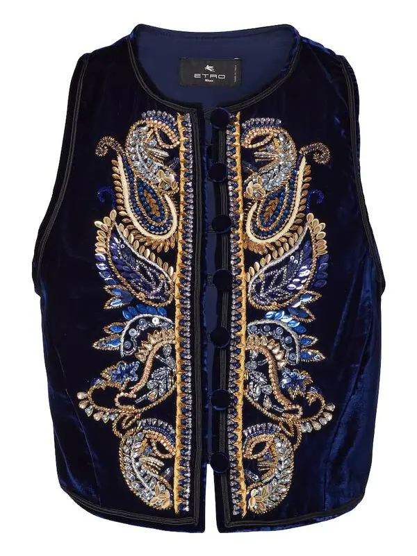 Etro Paisley Velvet Vest - Blue