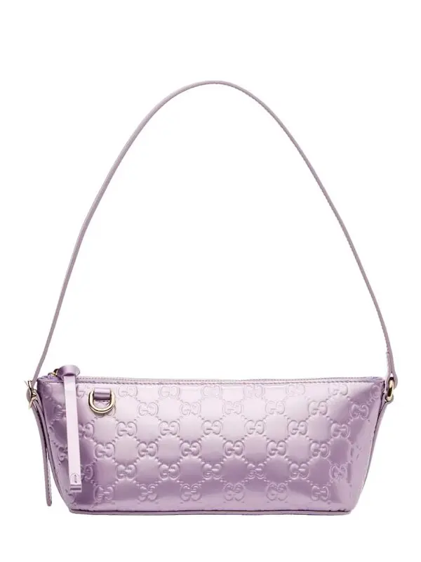 Gucci Gg Emblem Mini Patent Leather Shoulder Bag - Purple