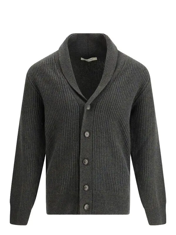 BROOKSFIELD Virgin Wool Shawl Collar Cardigan - Green