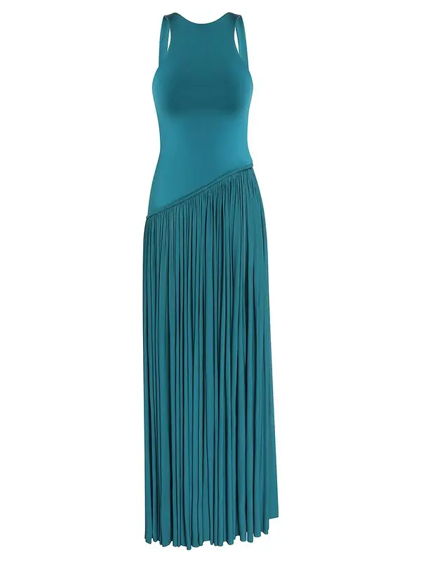 Zimmermann Luna Gathered Maxi Dress - Turquoise