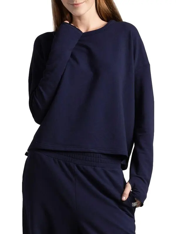 SUNDAY CITIZEN Light French Terry Pullover - Maritime Blue