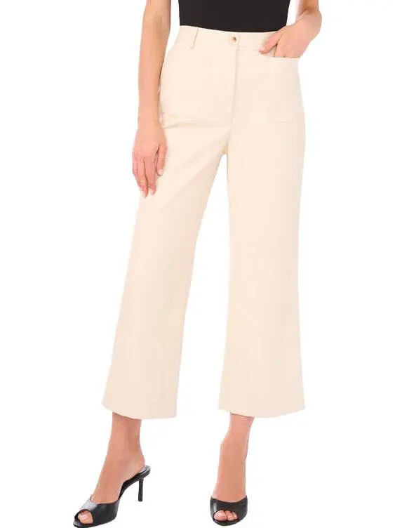 Vince Camuto Patch Pocket Coated Wide Leg Trousers - Birch