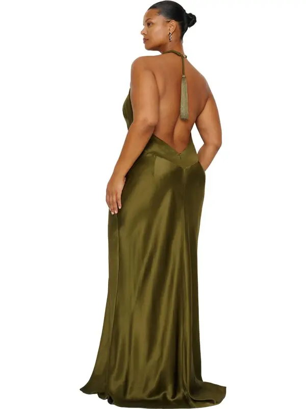 REFORMATION Bianca Silk Dress - Moss Garden