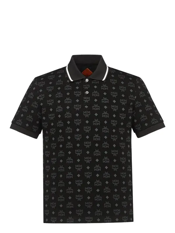 Mcm Monogram Jacquard Polo Shirt - Black