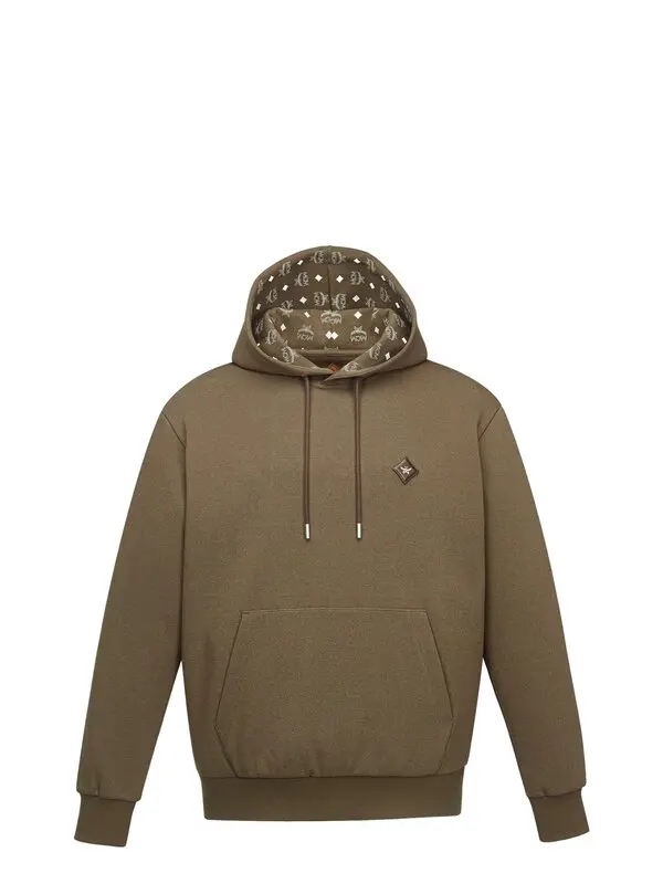 Mcm Essential Logo Patch Ponte Hoodie - Khaki