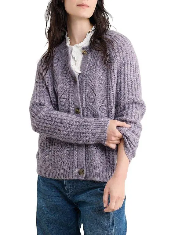 SEASALT CORNWALL Sand Thistle Wool & Mohair Blend Cardigan - Knit Melange Clematis