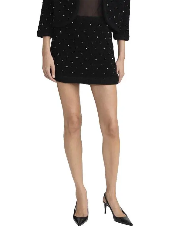 FRAME Embellished Knit Wool Blend Miniskirt - Black