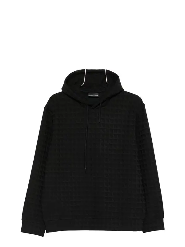 Emporio Armani Cotton-blend Quilted Hoodie - Black