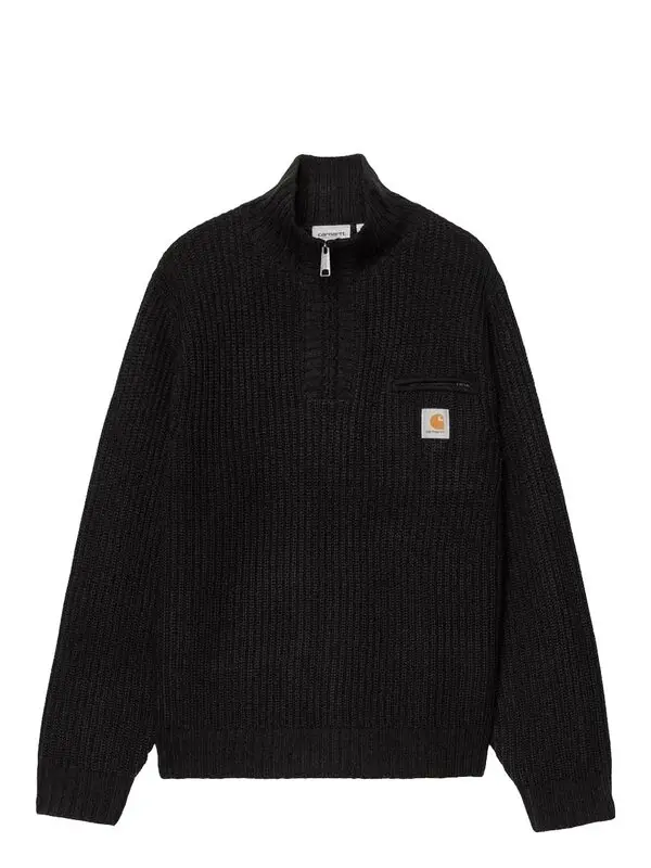 Carhartt Work In Progress Wool Blend Half-zip Sweater - Black