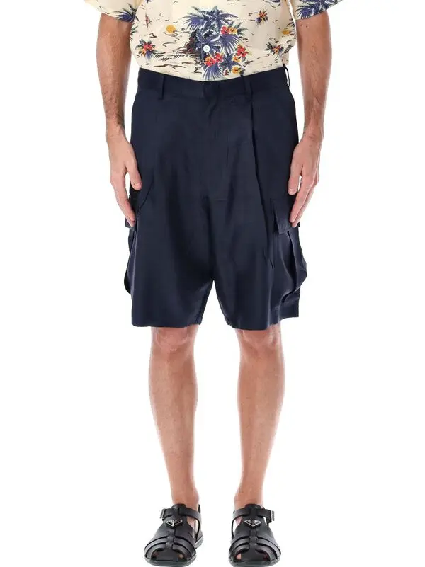 Prada Silk Cargo Bermuda Shorts - Blue