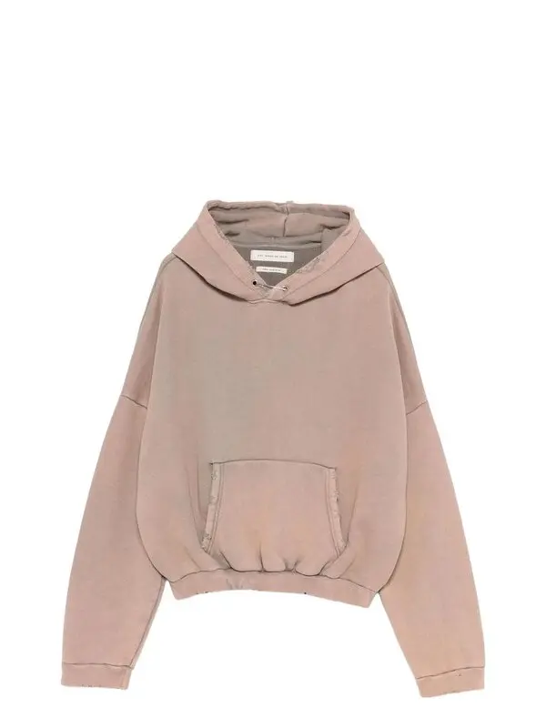 STAY HUMAN ON EARTH Slouchy Hoodie With Distressed Detail - Pink