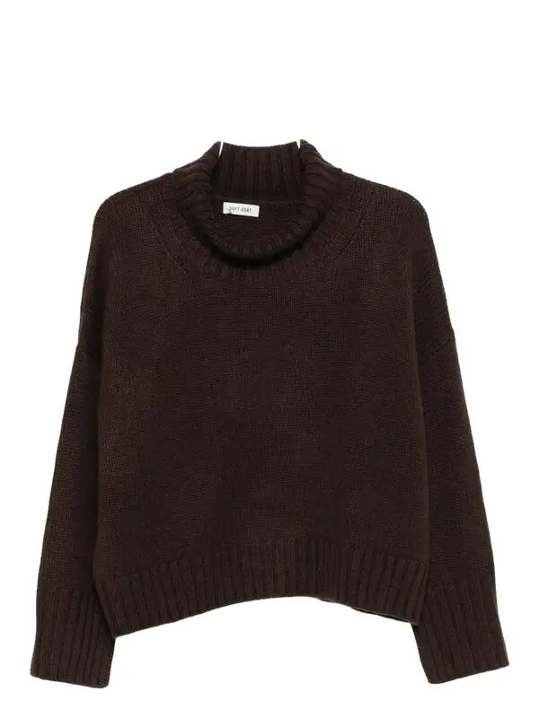 Soft Goat Cashmere Roll Neck Jumper - Brown