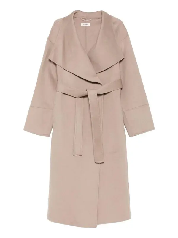 Soft Goat Cashmere Belted Coat - Beige