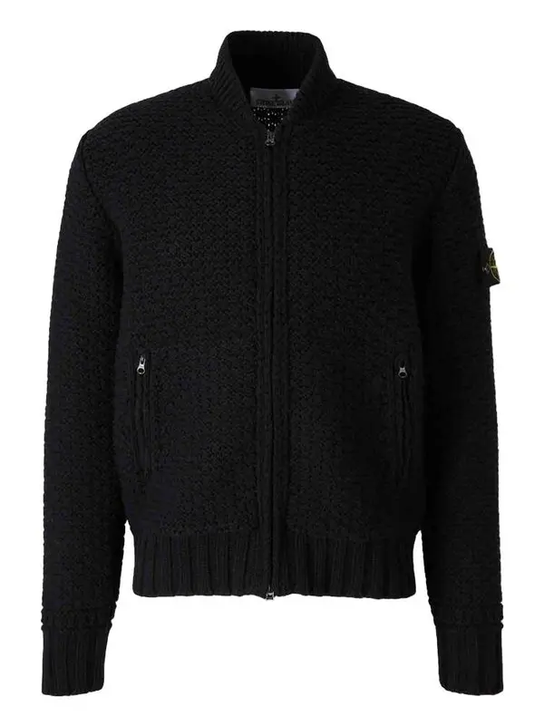Stone Island Bomber Knit Cardigan - Black