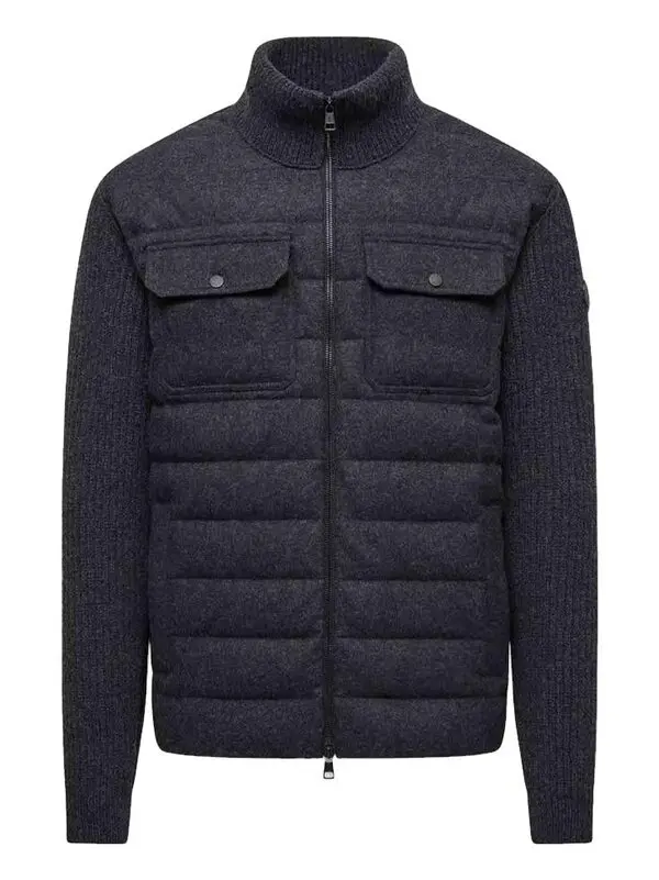 Moncler Quilted Zipper Cardigan - Grey
