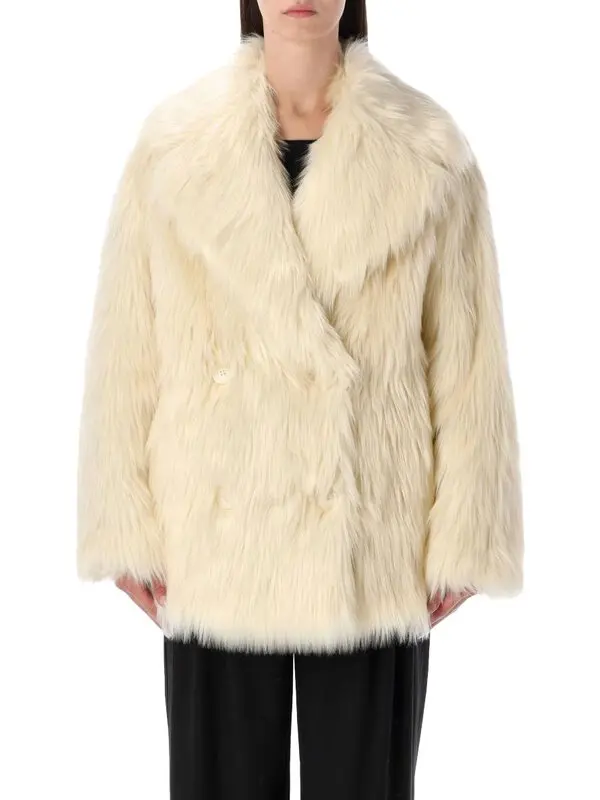 STAND STUDIO Katalina Faux Fur Mid-length Coat - White