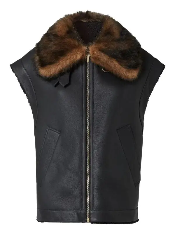 Fendi Nappa Shearling Vest - Black