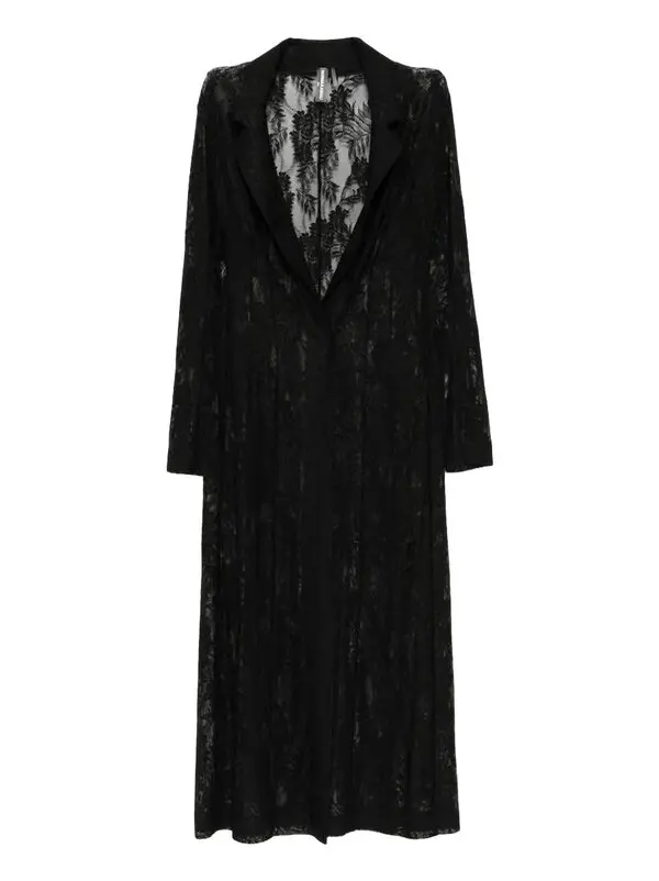 Norma Kamali Lace Long Coat - Black