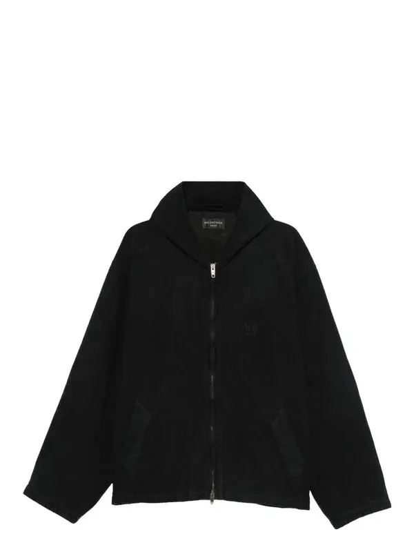 Balenciaga Flannel Hooded Jacket - Black
