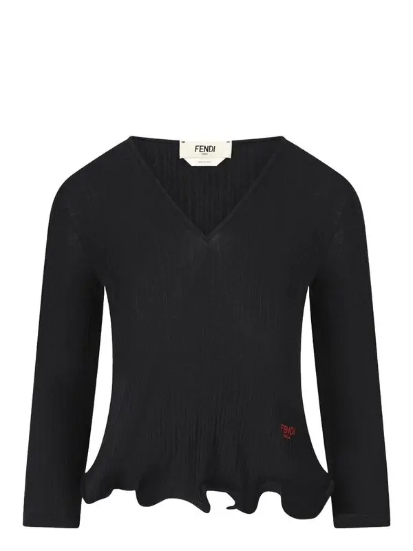 Fendi Wool V-neck Sweater - Black