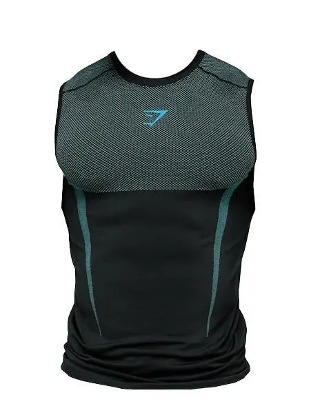 GYMSHARK Onyx 5.0 Muscle Fit Tank - Black/brand Blue