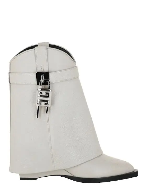 Givenchy Shark Lock Cowboy Ankle Boots - Ivory
