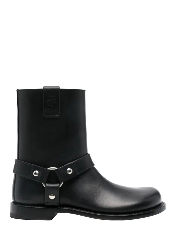 Loewe Campo Leather Biker Boots - Black