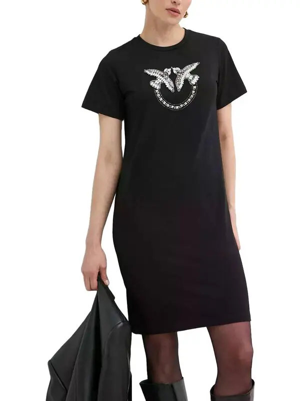 Pinko Embellished Graphic Mini Dress - Black