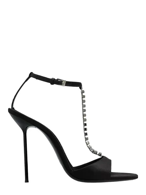 Paris Texas 105mm Lidia T-strap Crystal-chain Heeled Sandals - Black
