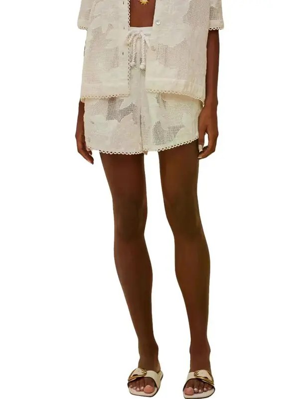 Farm Rio Floral Drawstring Shorts - White