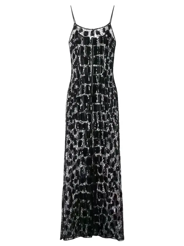 Elisabetta Franchi Sequined Lace Maxi Dress - Black