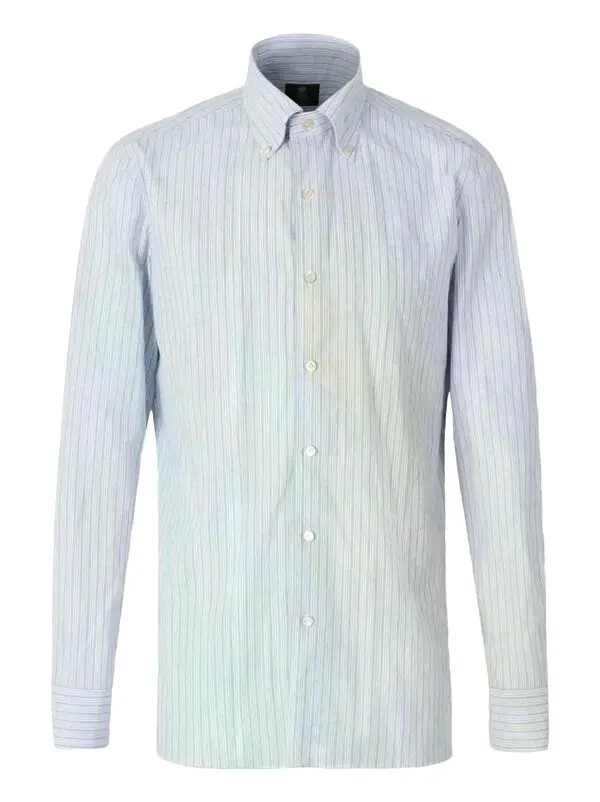 LUIGI BORRELLI Buttoned Striped Shirt - Blue