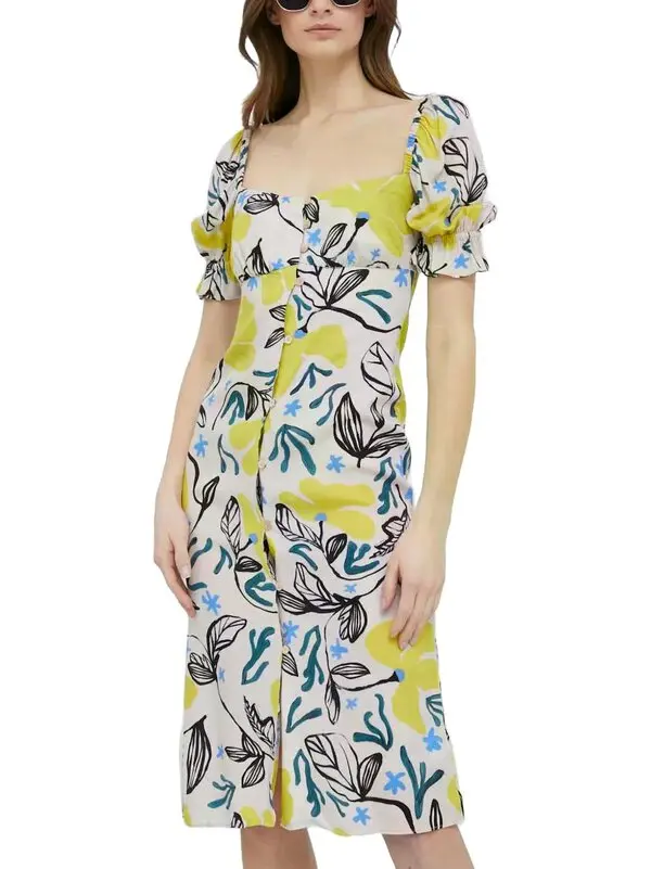 Paul Smith Floral Print Midi Dress - Neutrals