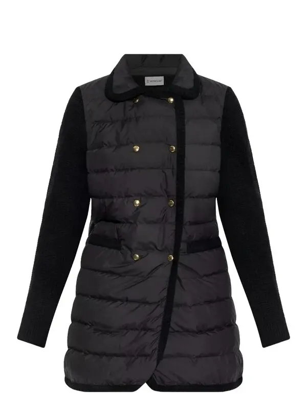 Moncler Panelled Double-breasted Coat - Black
